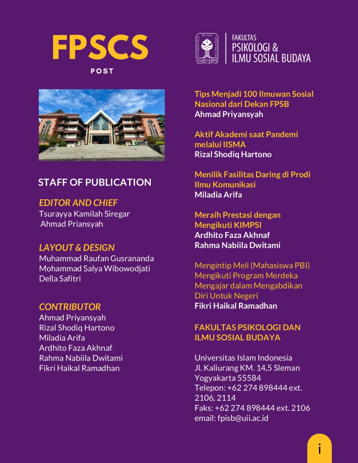 MARCOM FPSB UII LUNCURKAN FPSCS MAGAZINE - Fakultas Psikologi dan Ilmu ...